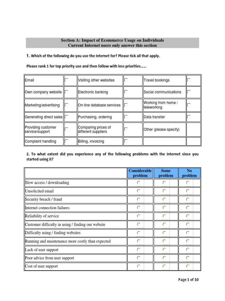 E COMMERCE Survey question | E Commerce | Email Spam | Free 30-day ...