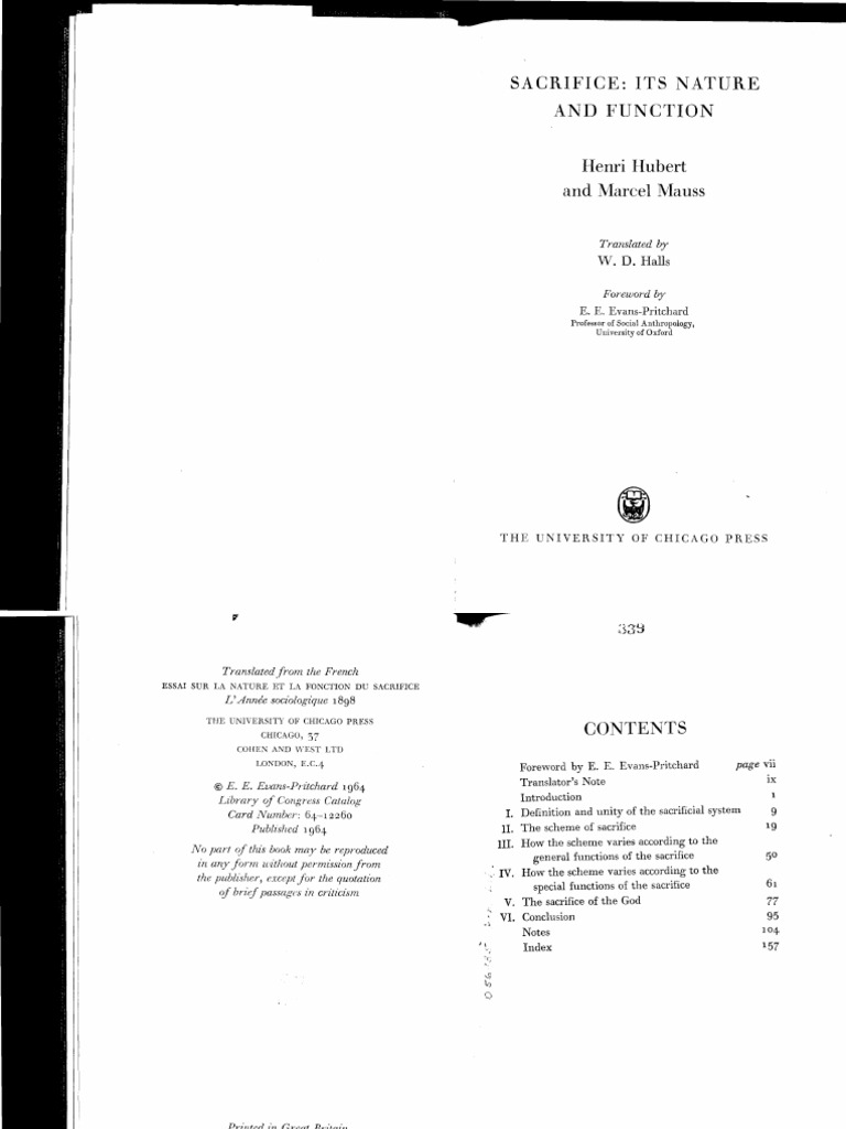 Sacrifice Its Nature and Functions | PDF