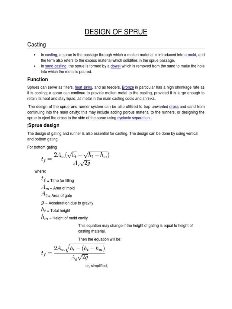 Sprue and Riser Design in Casting | PDF | Home & Garden | Science ...