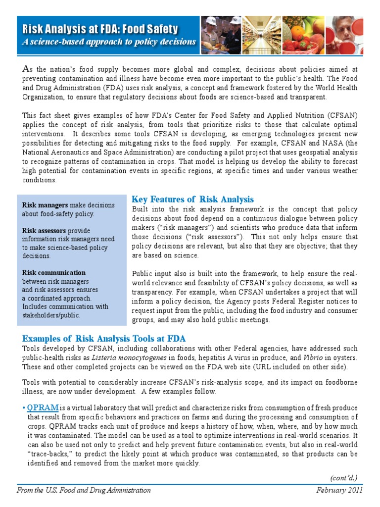 Risk Analysis at FDA: Food Safety: A Science-Based Approach To Policy ...
