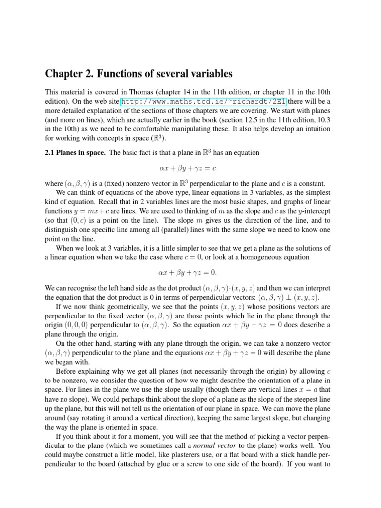Chapter 2. Functions of Several Variables | PDF | Derivative | Plane (Geometry)