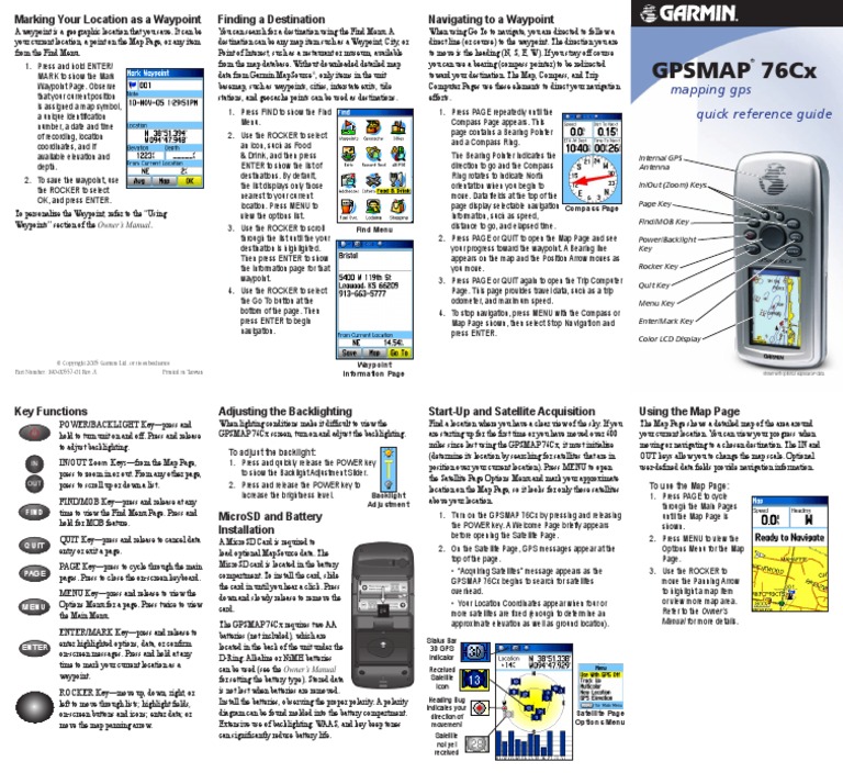 Gpsmap: Mapping Gps Quick Reference Guide | PDF | Compass | Map