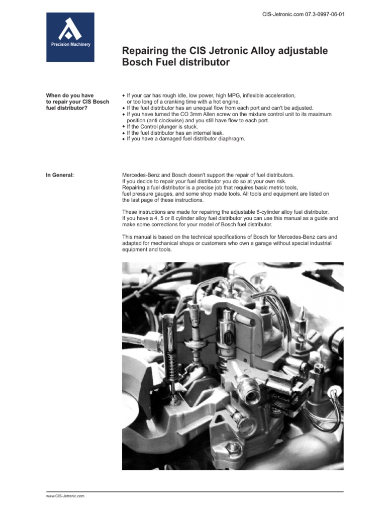 Repairing the CIS Jetronic Bosch Fuel Distributor: A Step-by-Step Guide ...