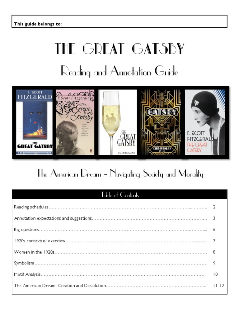 Gatsby Annotation Guide 2013 | PDF | The Great Gatsby