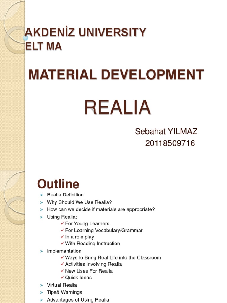 Using Realia in The ELF Classroom | PDF | English As A Second Or ...