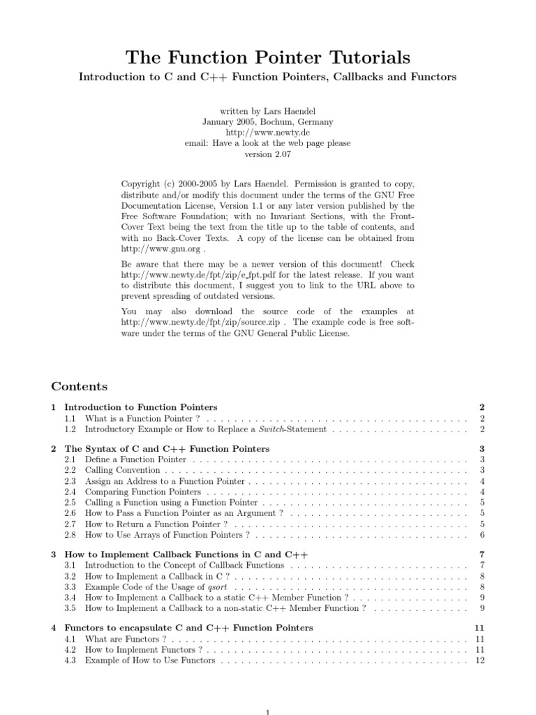 The Function Pointer Tutorials | PDF