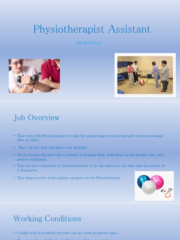 Physiotherapist Assistant Career Guide | PDF | Career & Growth | Self ...