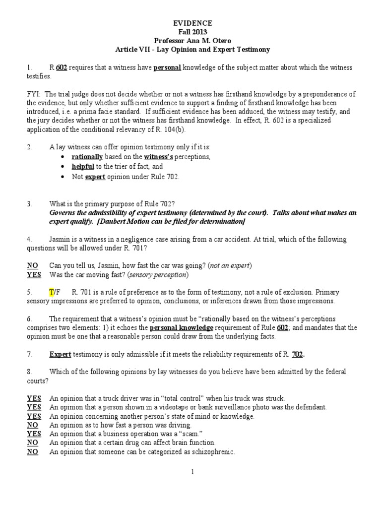 Chapter 8-9 Lay-Expert Witness | PDF | Evidence (Law) | Witness