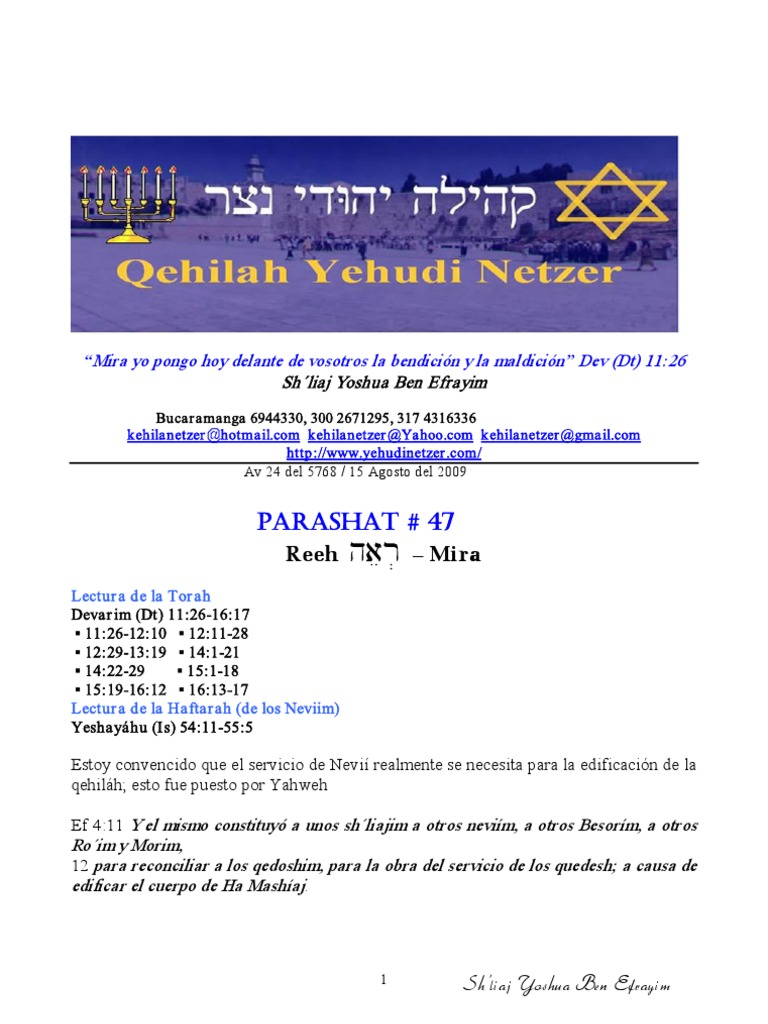 Parashat Reeh 47 5769 | PDF | Yahvé | Contenido bíblico