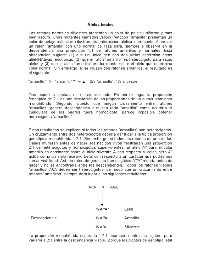 Alelos Letales | PDF | Dominancia (Genética) | Caballos