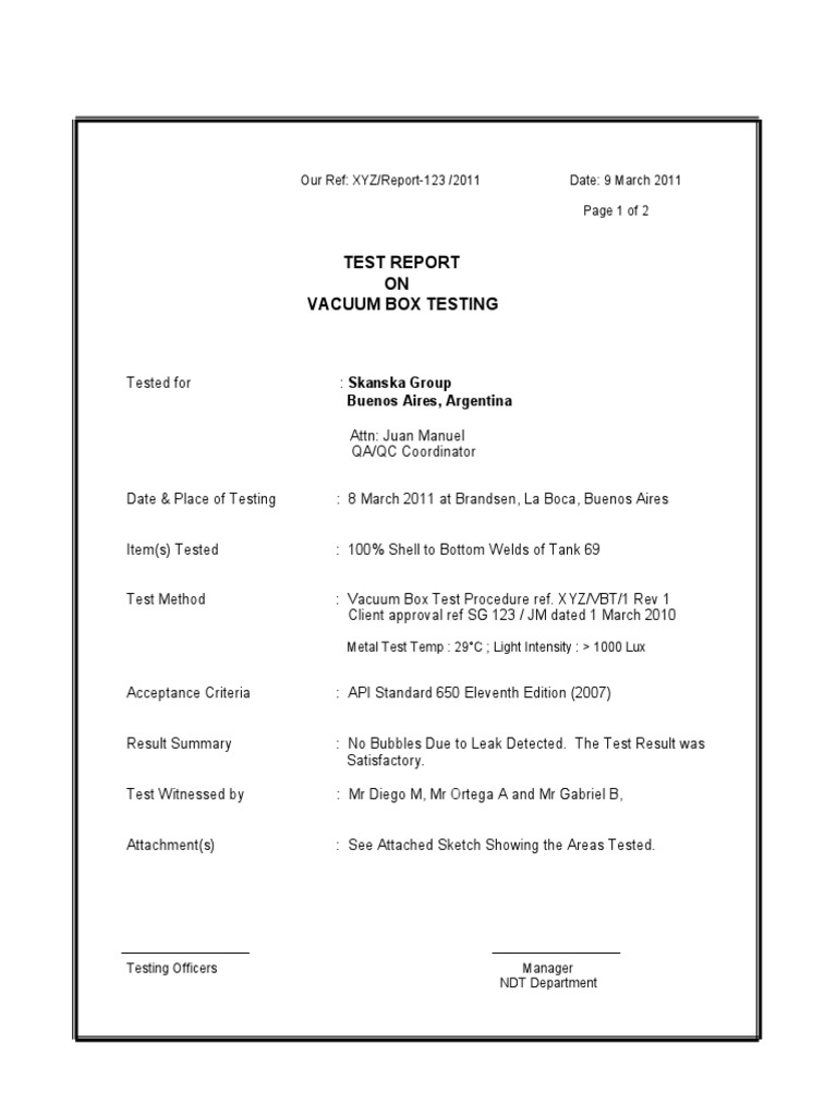 Leak Test Report | PDF | Mechanical Engineering | Business Process