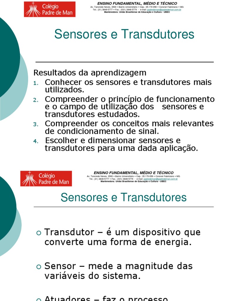 Aula Sensores e Transdutores | PDF | Sensor | Piezoeletricidade