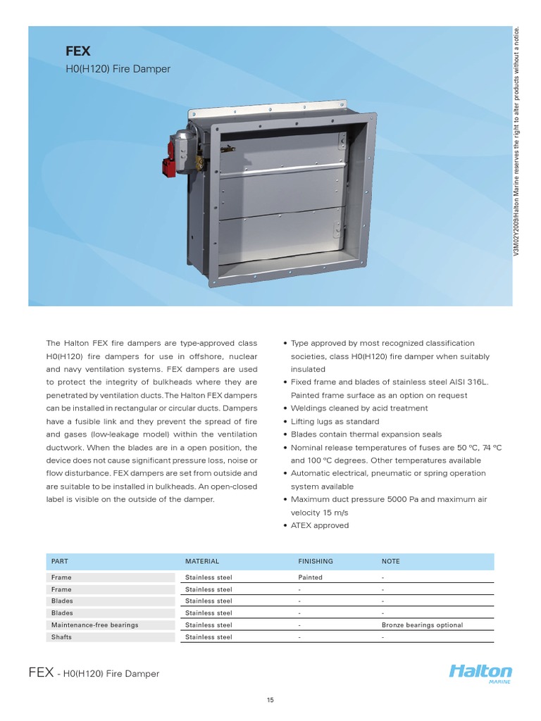 Halton Marine Fire Damper FEX | Duct (Flow) | Building Engineering