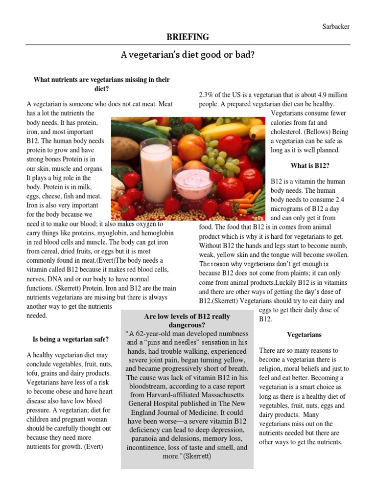 Final Briefing Template | PDF | Vegetarianism | Vitamin B12