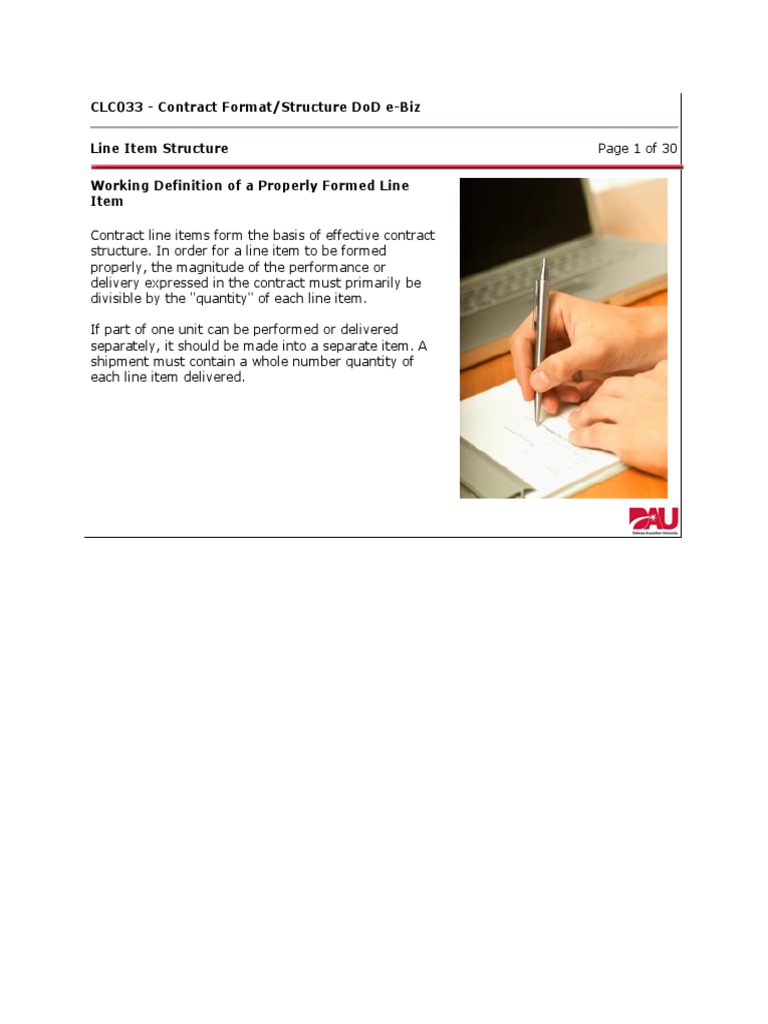 CLC033 - 4 Contract Format - Structure DOD E-Biz - Line Item Structure ...