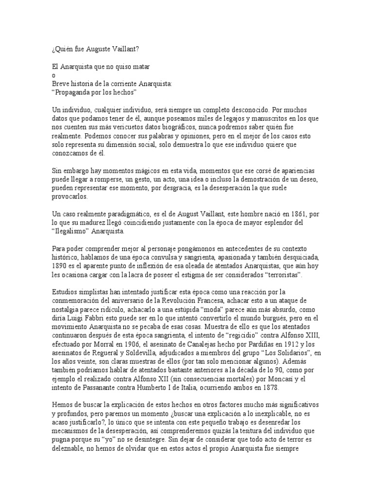 Quién Fue Auguste Vaillant | PDF | Anarquismo | Individualismo