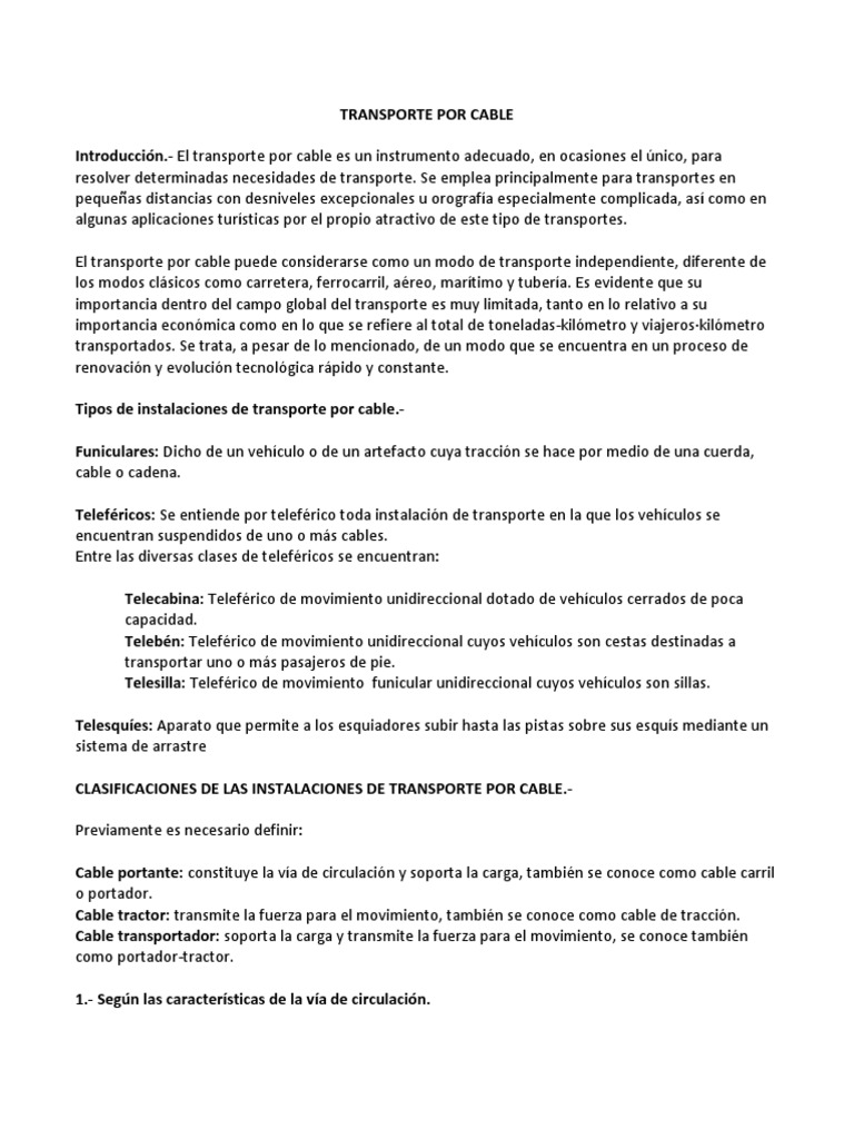 Transporte Por Cable | PDF | Transporte | Movimiento (física)