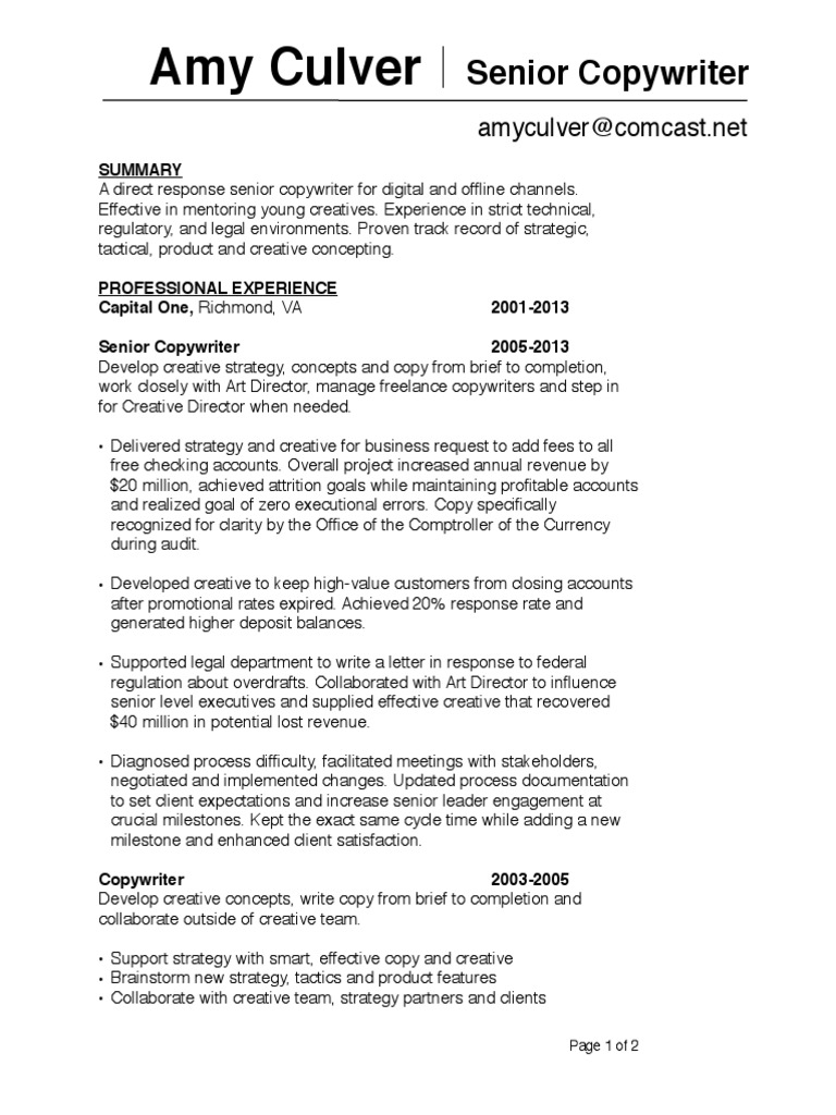 Senior Copywriter Expertise | PDF | Copywriting | Proofreading