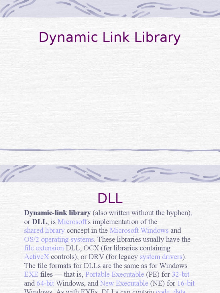 Dynamic Link Library Pdf Library Computing Information Technology