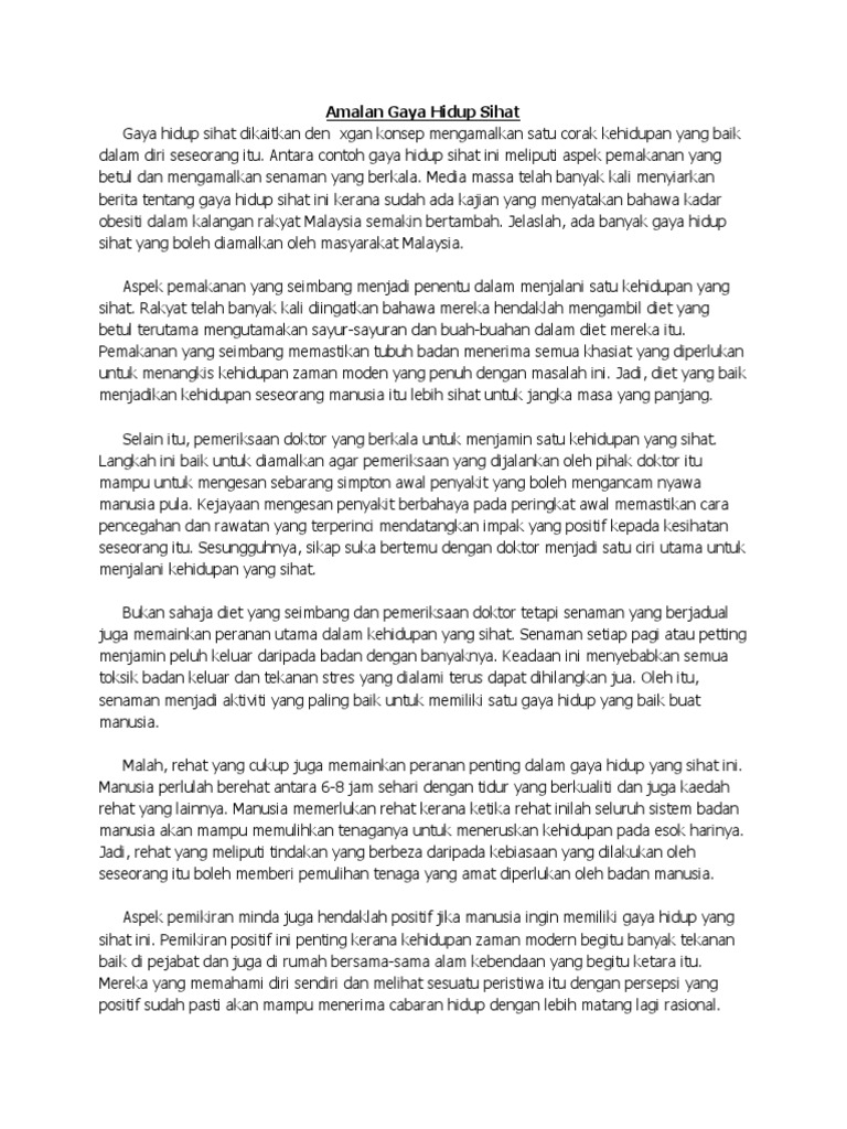 Contoh Karangan PMR | PDF
