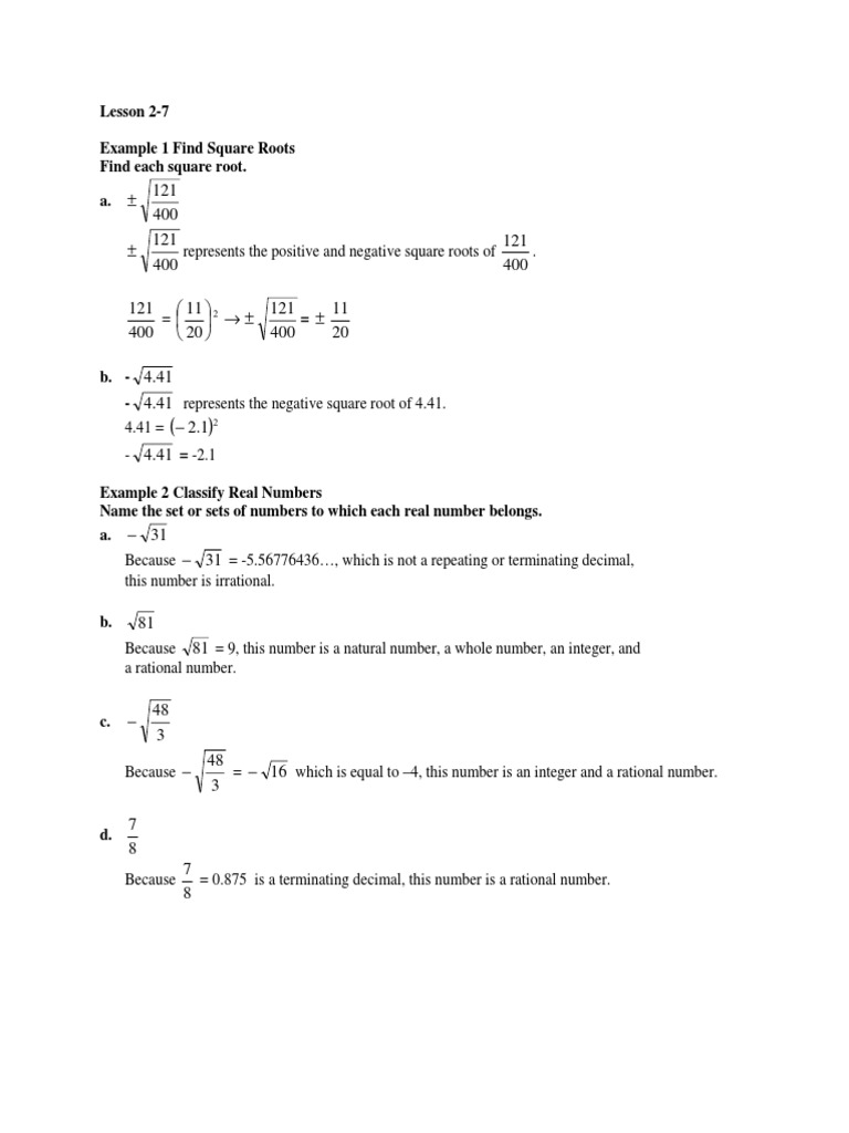Math Lesson2 - 7 PDF | PDF | Real Number | Square Root