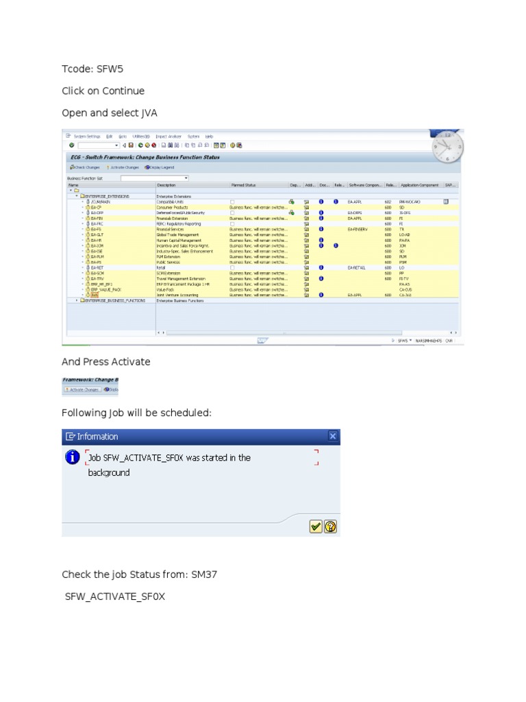 JVA Activation Job Guide | PDF