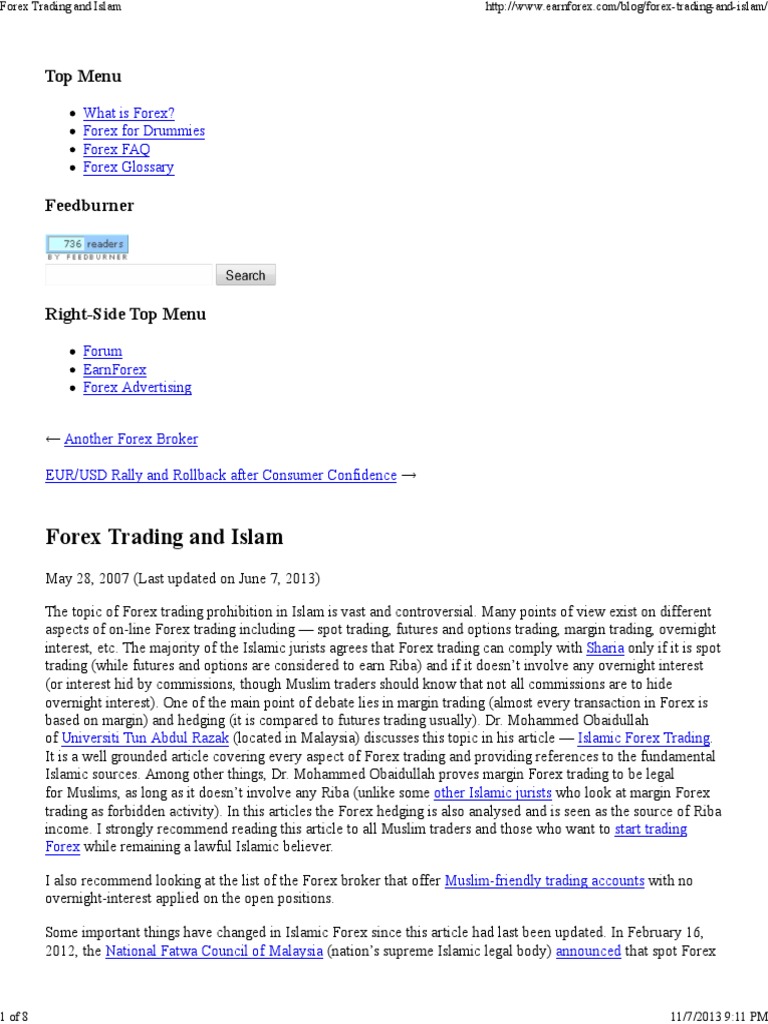 Forex Trading and IslamForex Trading and Islam | PDF | Foreign Exchange ...