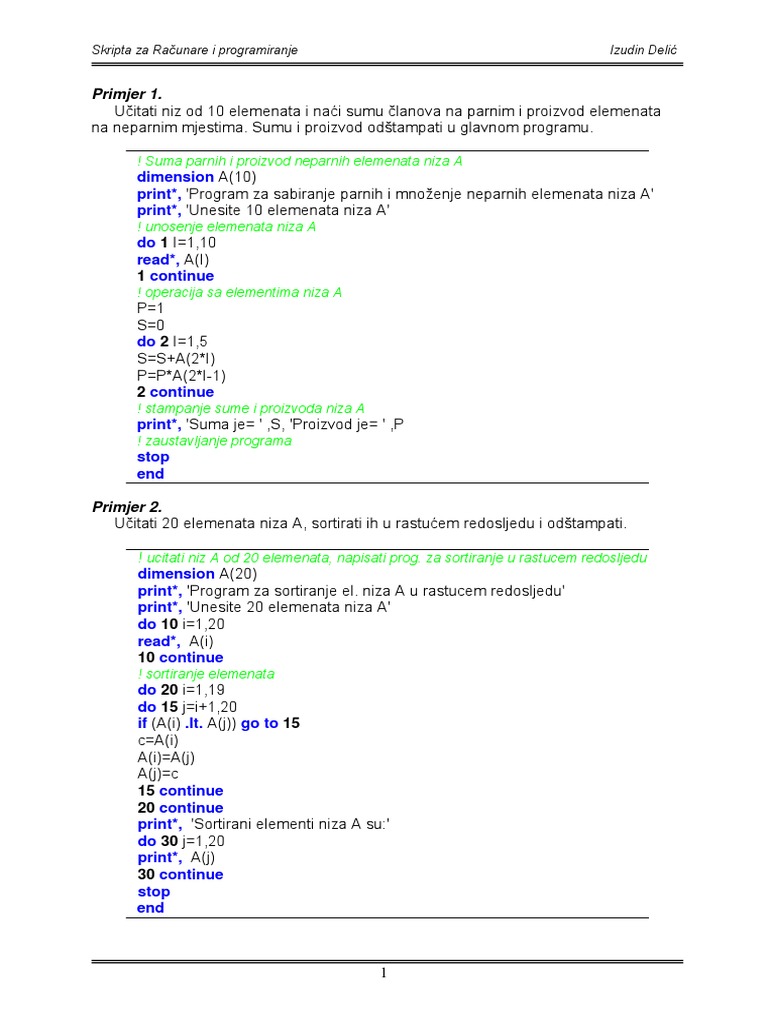 Primjeri Programiranje | PDF