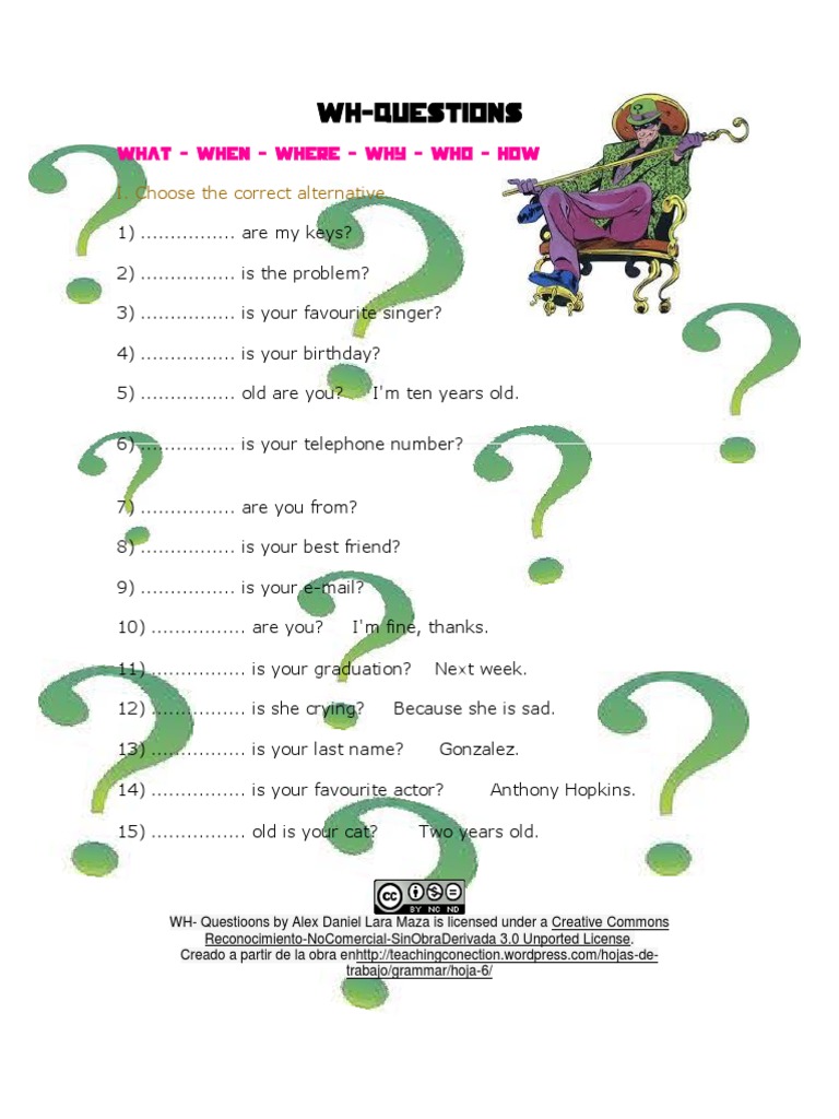 WH-questions: What - When - Where - Why - Who - How | PDF