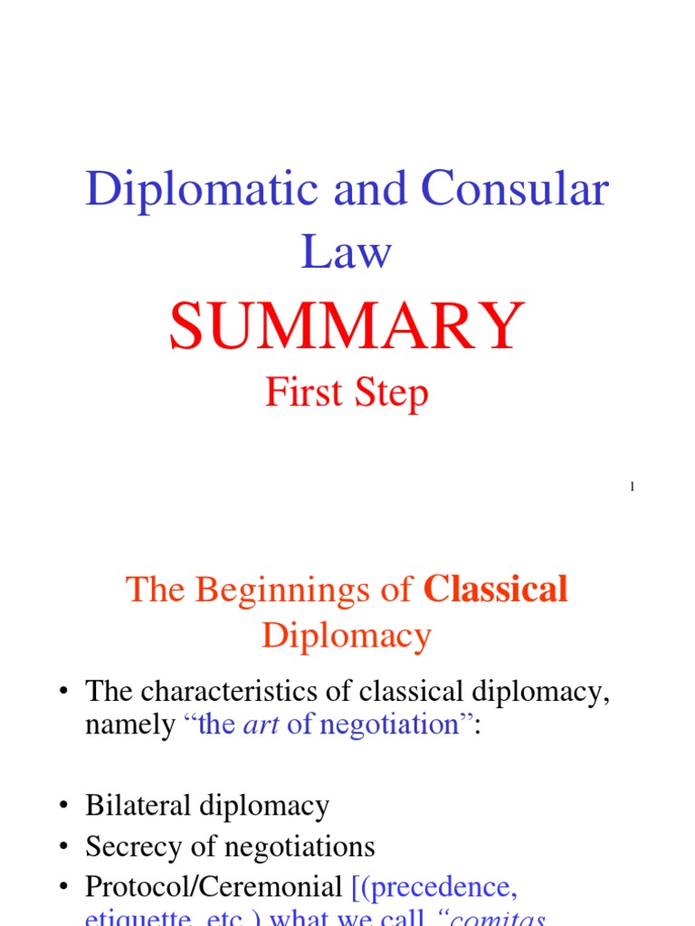 Diplomatic and Consular Law Overview | PDF | Consul (Representative ...