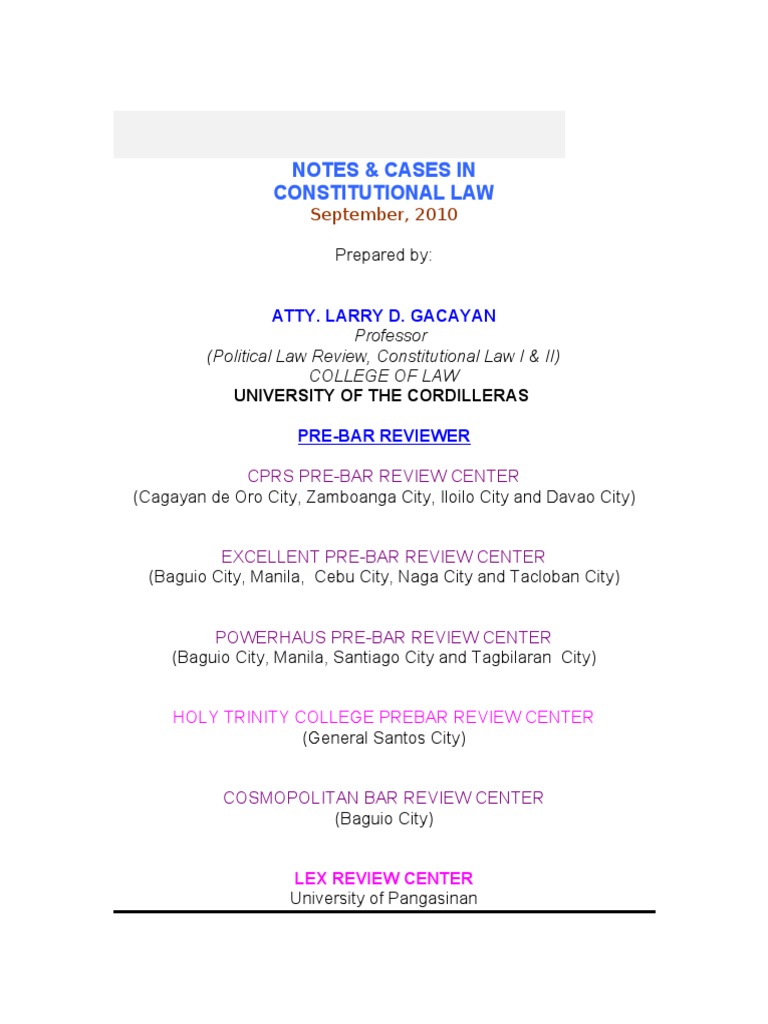 2010 Constitutional Law Notes and Cases | PDF | Rational Basis Review ...