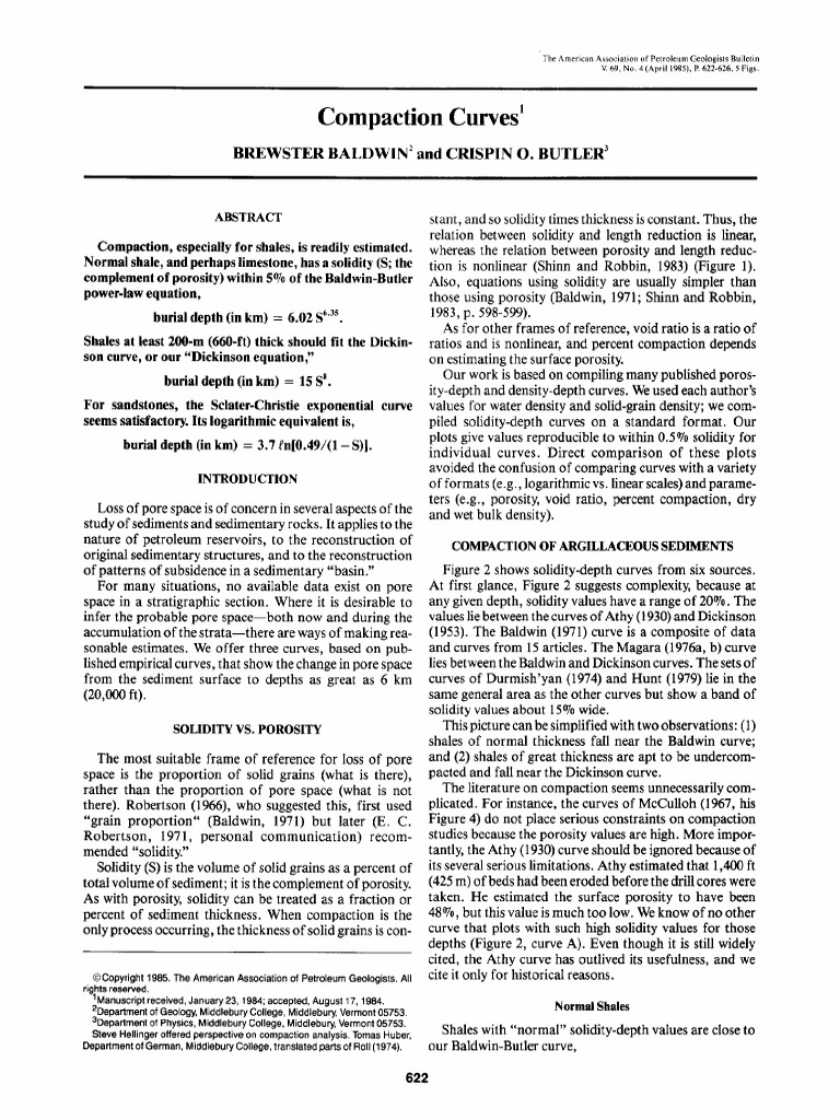 1985 - Baldwin and Butler - Compaction Curves | PDF