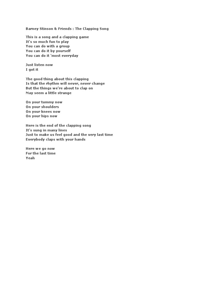 Barney The Clapping Song | PDF