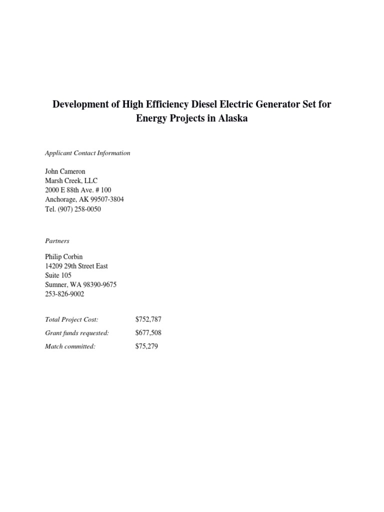 Development of High Efficiency Diesel Electric Generator Set For Energy ...