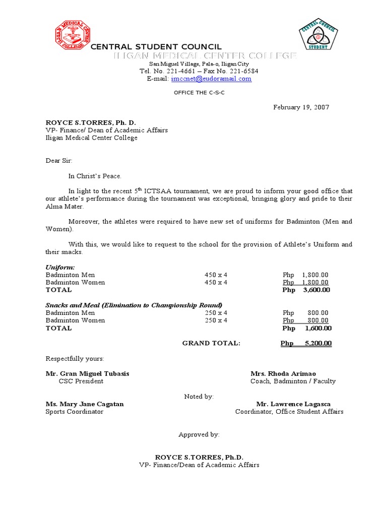 Letter - Badminton | PDF | Sports & Recreation