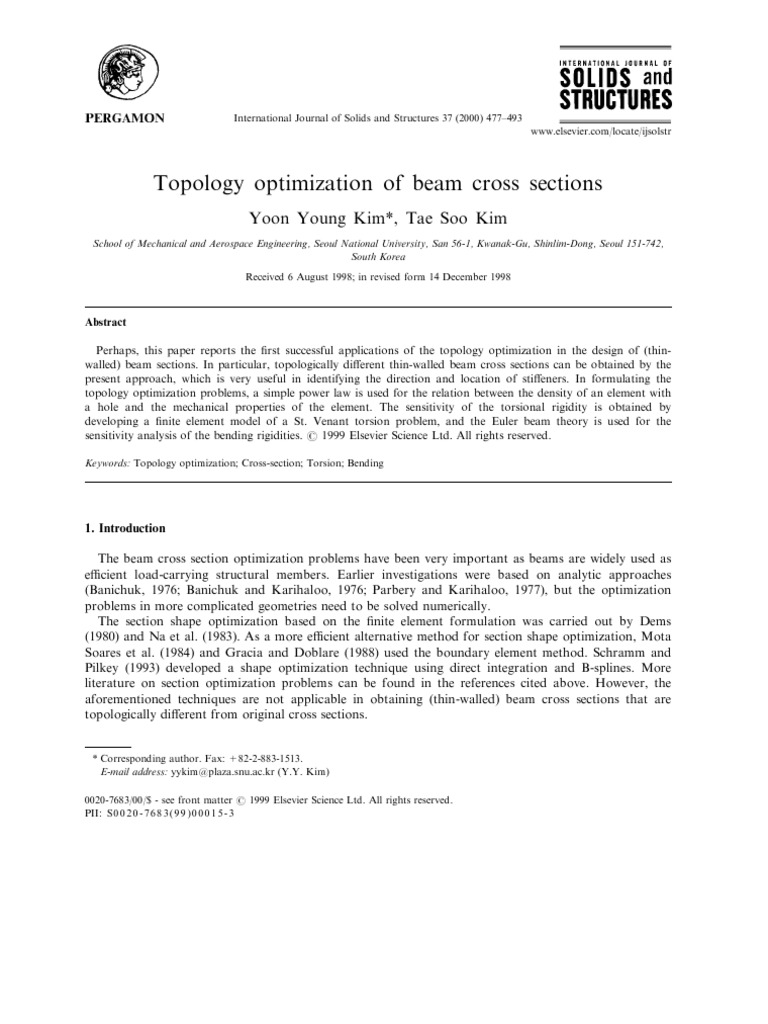 Topology Optimization of Beam Cross Sections: Yoon Young Kim, Tae Soo ...