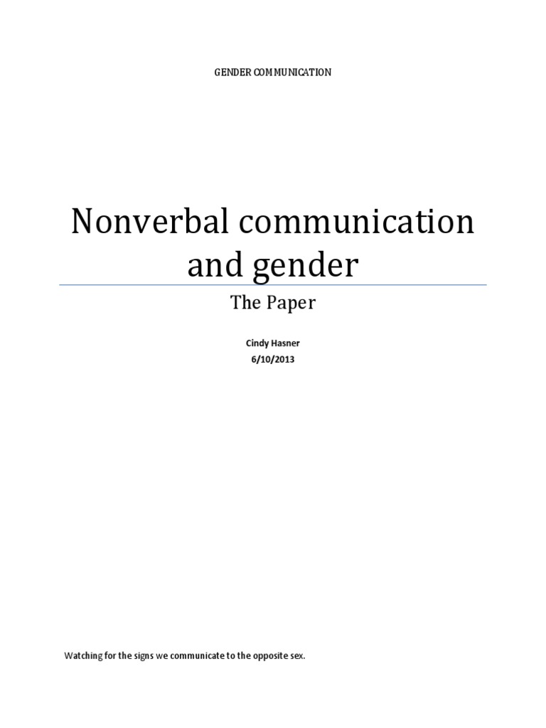 Gender Communication: Nonverbal Signs | PDF