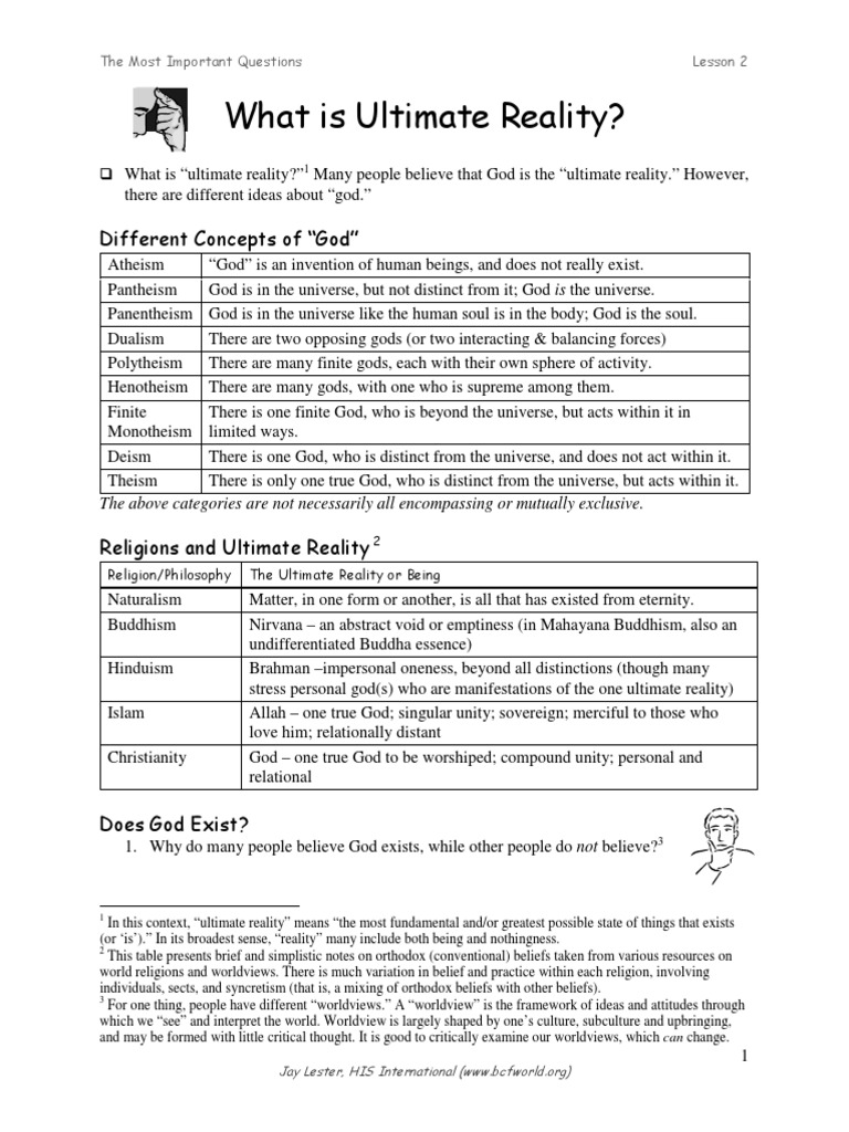 What Is Ultimate Reality?: Different Concepts of "God" | PDF | Brahman ...