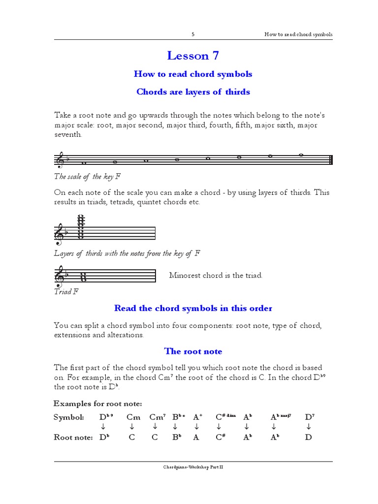 Excerpt of Lesson 7 From The Chordpiano-Workshop - How To Read Chord ...