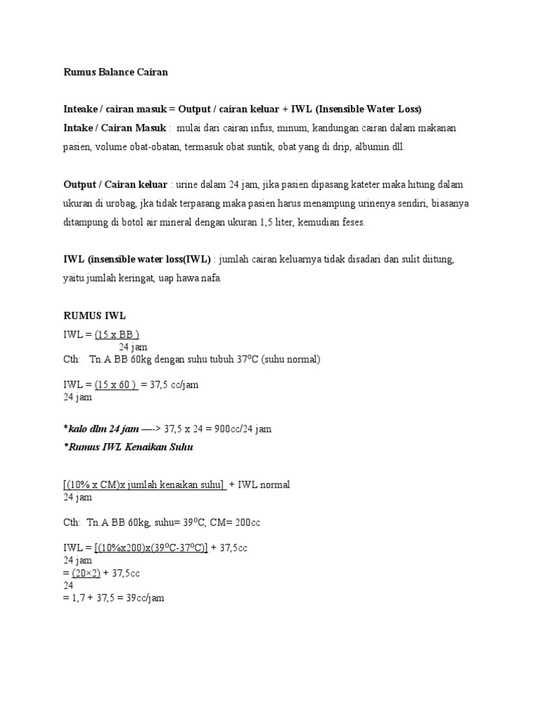 Rumus Balance Cairan | PDF