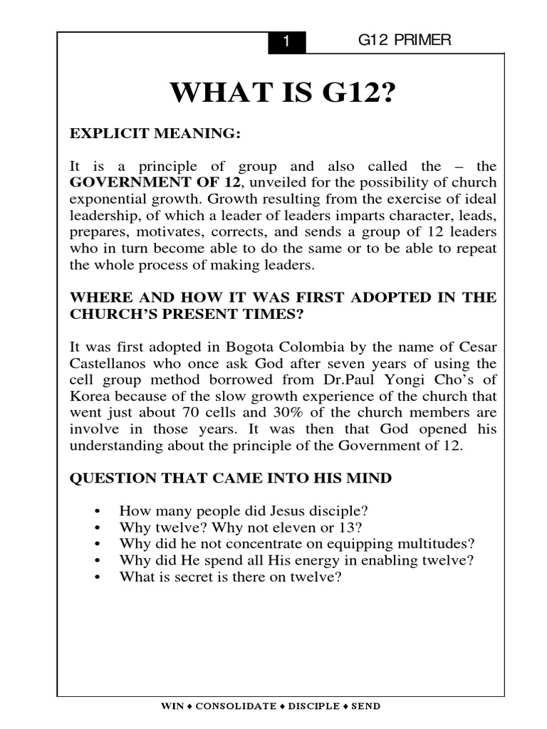 Understanding the G12 Vision and Strategy | PDF | Disciple ...