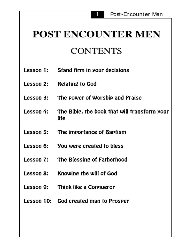 Post-Encounter Lessons for Men | PDF | Jesus | Prayer