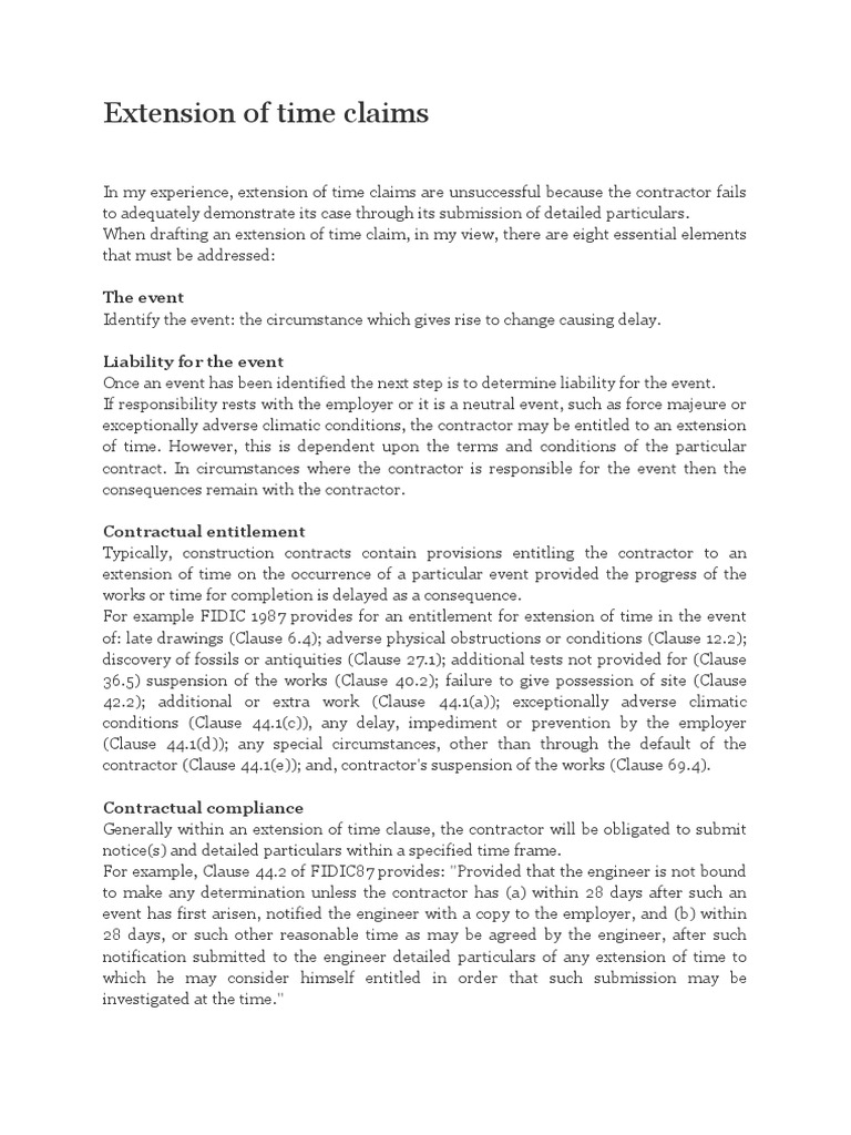 Extension of Time Claims | PDF | Evidence (Law) | Social Institutions