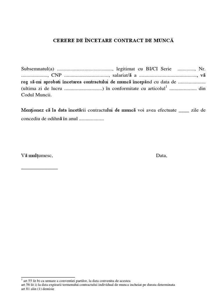 Contract De Munca