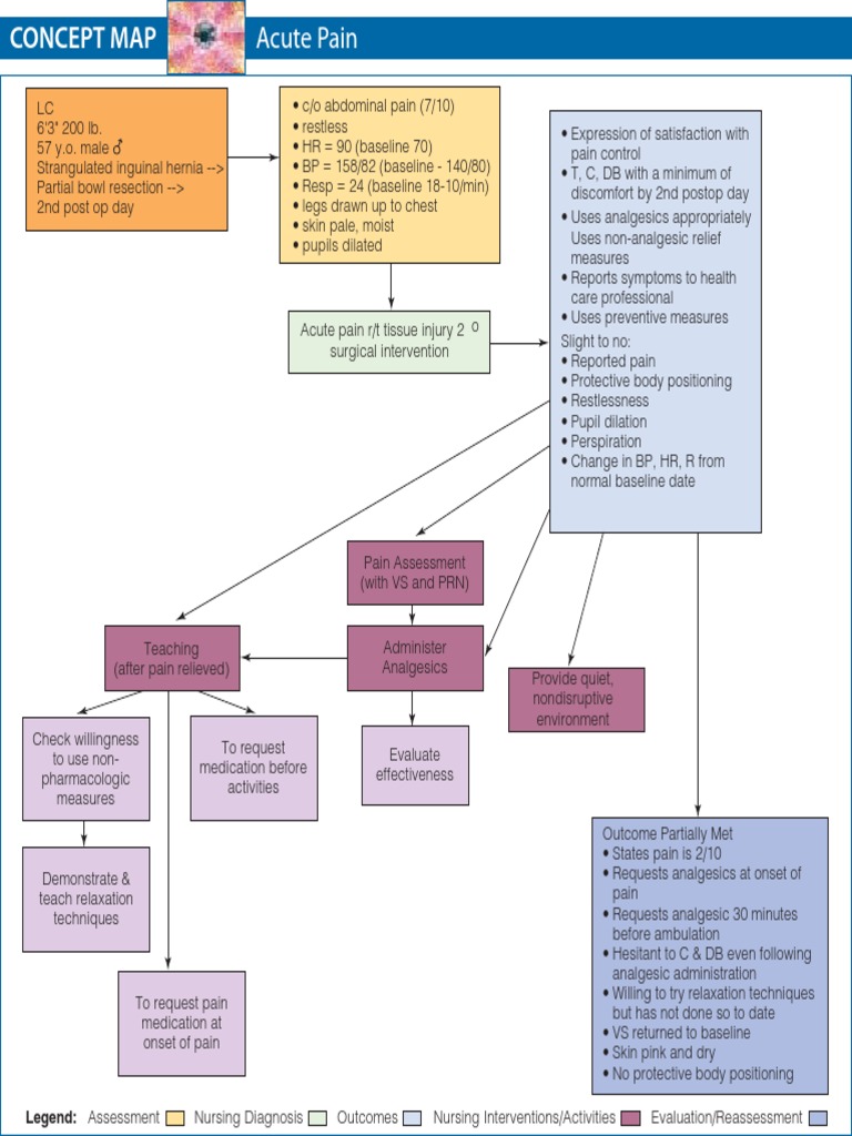 Concept Map On Acute Pain | PDF | Pain | Pain Management