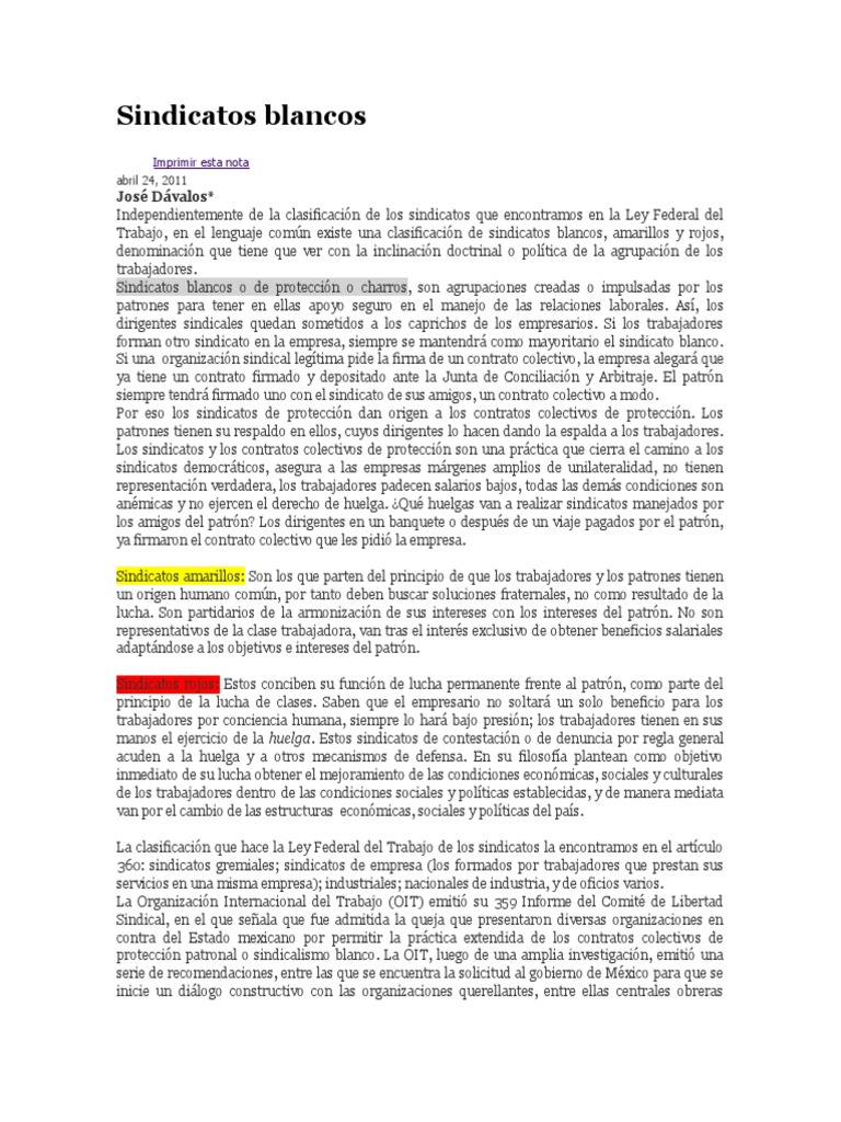 Tipos de Sindicatos | PDF | Sindicato | Labor