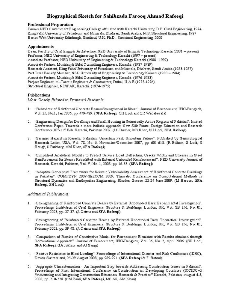 NSF Biosketch Sfarafeeqi | PDF | Science | Engineering