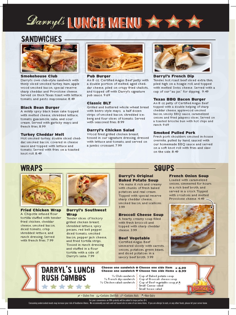Darryl's Lunch Menu | Salad | Cuisine Of The Americas Darryl's Lunch Menu | Salad | Cuisine Of The Americas