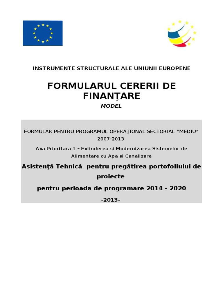 Cerere de Finantare - Model - 18.04.2013 | PDF