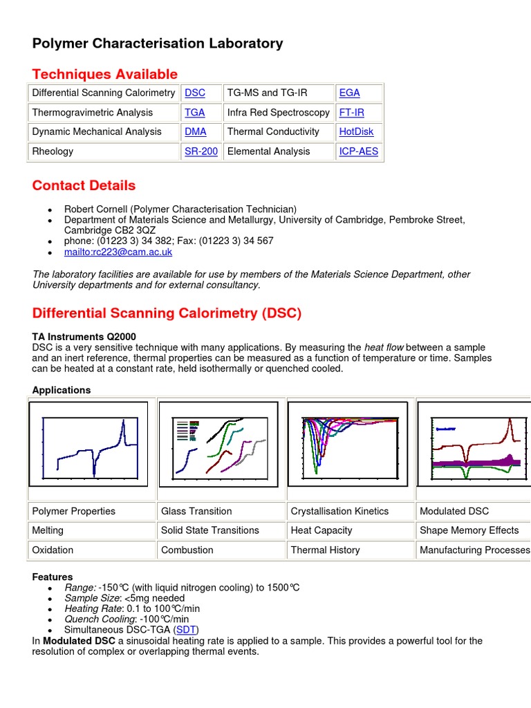 Polymer Characterisation Laboratory | PDF | Differential Scanning ...